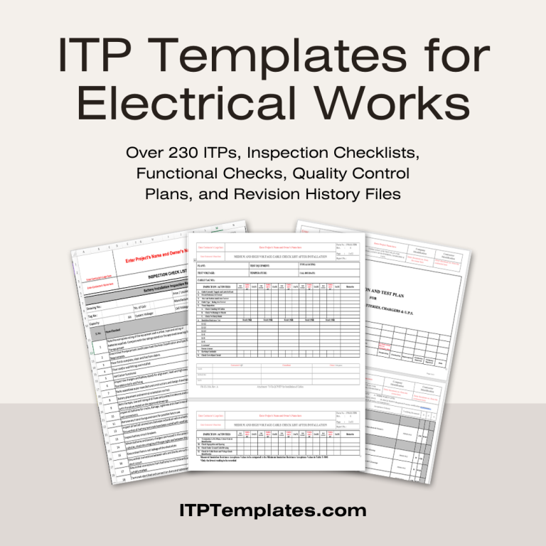 Full ITP for MCC's & Switchgear Installation with Checklists [Editable]