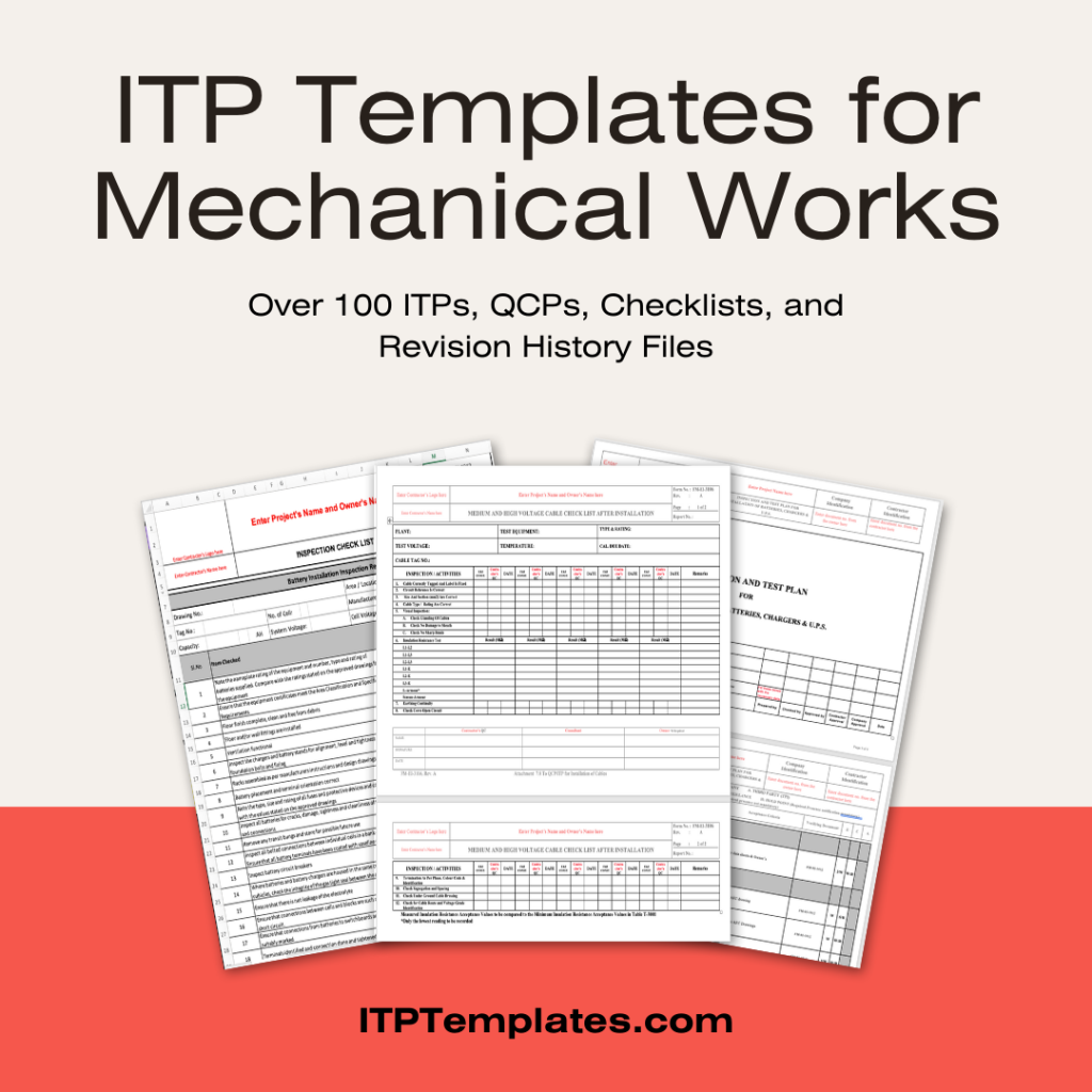 Full ITP for Electric Motors Installation with Checklists [Editable]