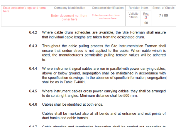 Full ITP for Instrument Cables Installation with Checklists [Editable]