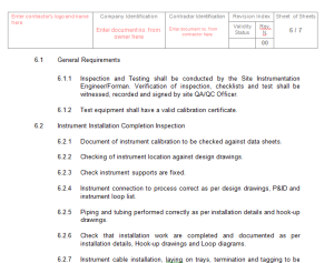 Full ITP for Instrument Loop Checks with Checklists [Editable]