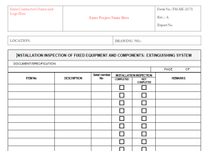 Full ITP for Firefighting Equipment Installation with Checklists [Editable]
