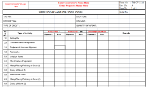 Full ITP for Grouting for Mechanical Assembly Works with Checklists ...