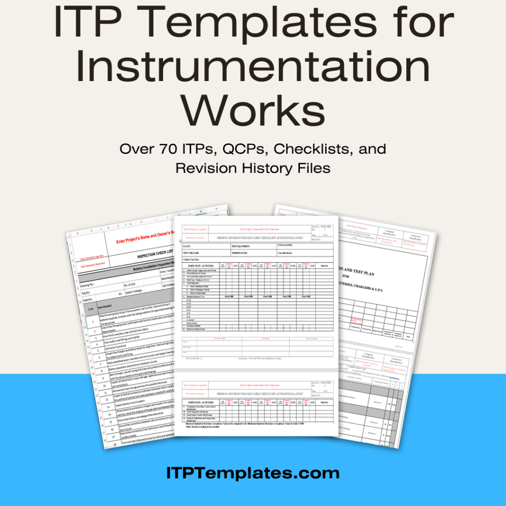 Full ITP for Electric Motors Installation with Checklists [Editable]