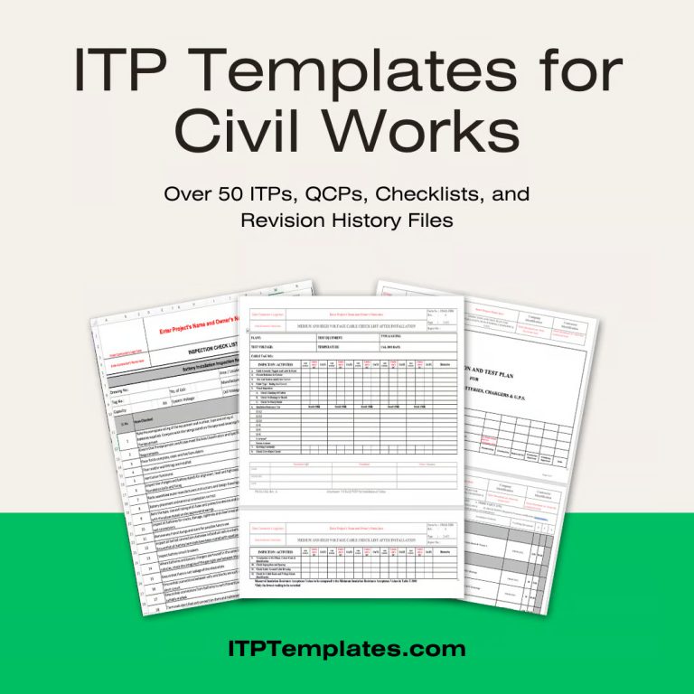 Full ITP's for Civil Works with Inspection Checklists [Editable]