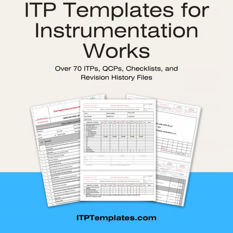 Full ITP's for Instrumentation Works with Inspection Checklists [Editable]