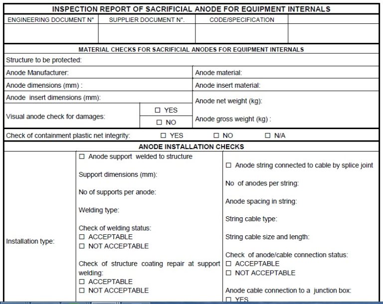 Inspection & Test Plan for Cathodic Protection Installation ...
