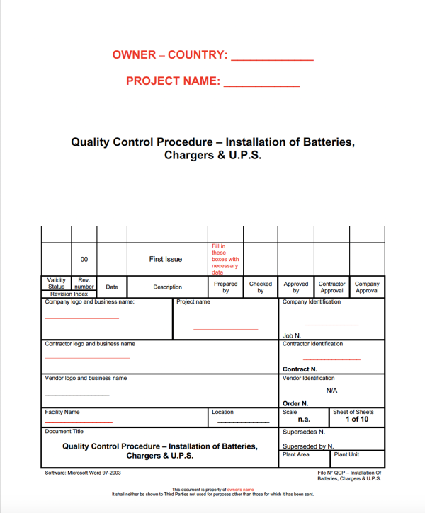 Full ITP's for Electrical Works with Inspection Checklists [Editable]